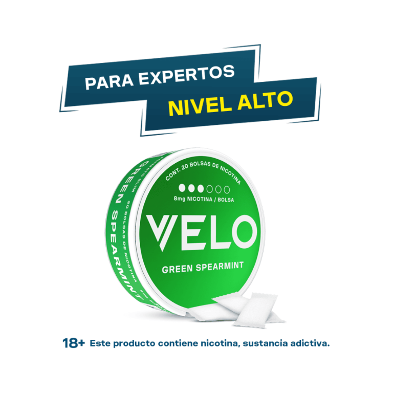VELO Green Spearmint: Menta Verde y Mentol 8mg Nicotina